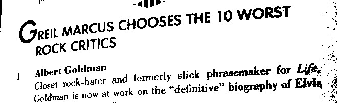 The 10 Worst Rock Critics (1982) | GreilMarcus.net