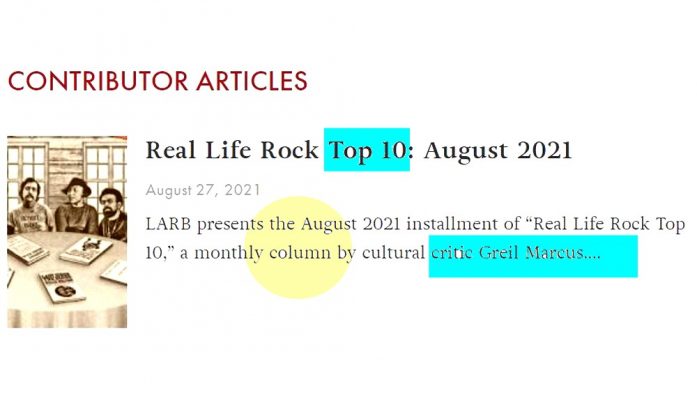 Real Life Rock Top 10 | GreilMarcus.net